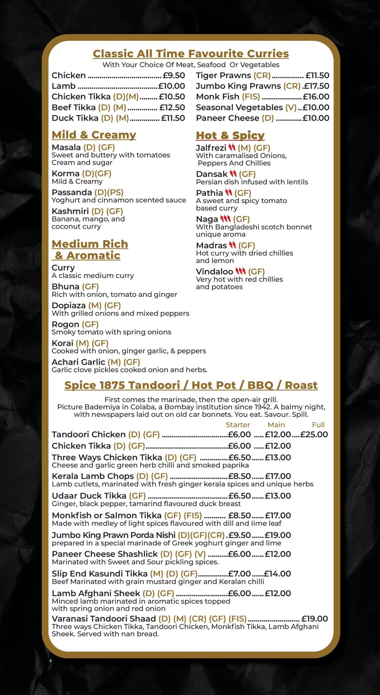 Menu – Spice 1875